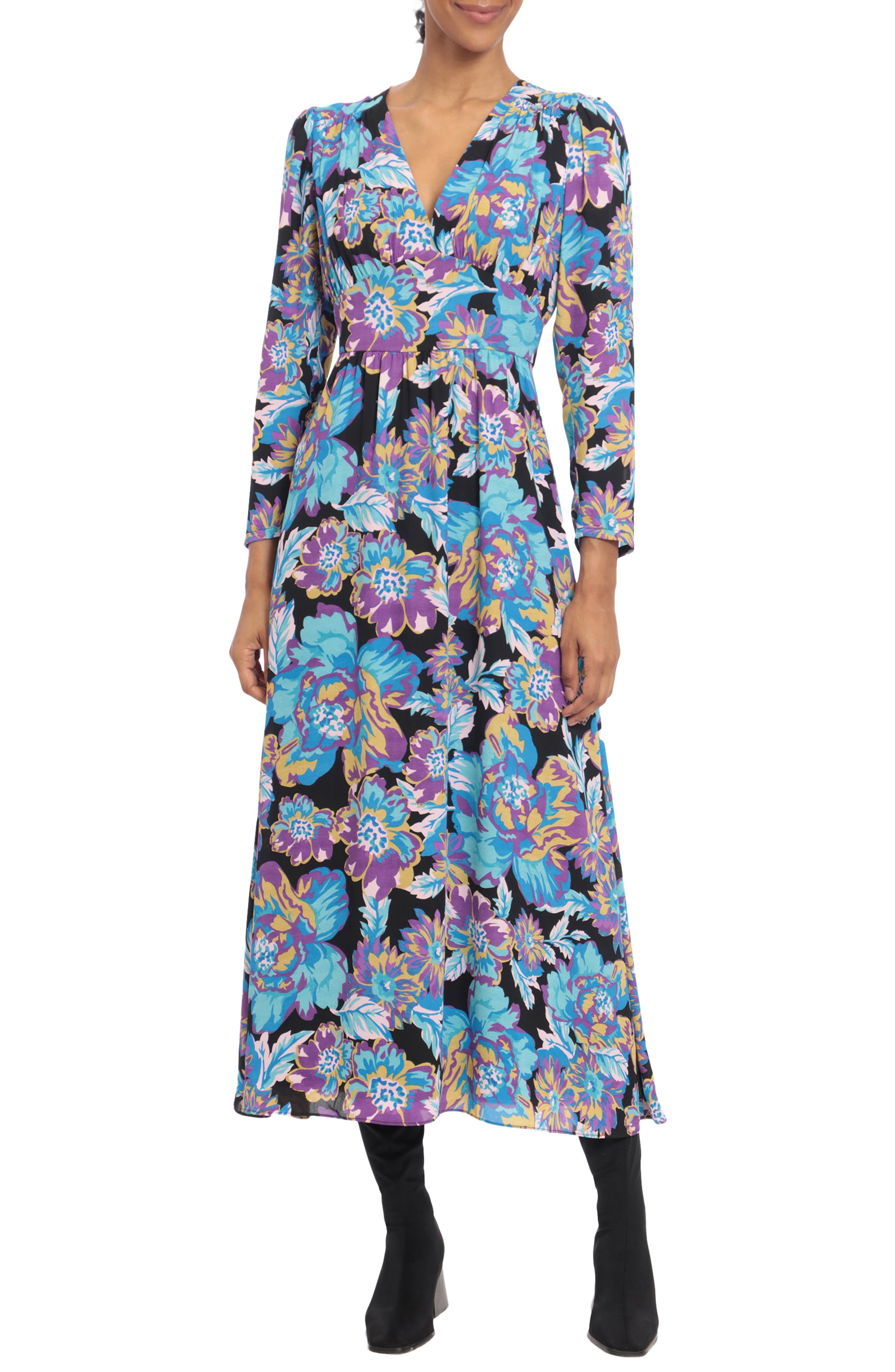 DONNA MORGAN FOR MAGGY Patterned Long Sleeve Maxi Dress | Nordstromrack
