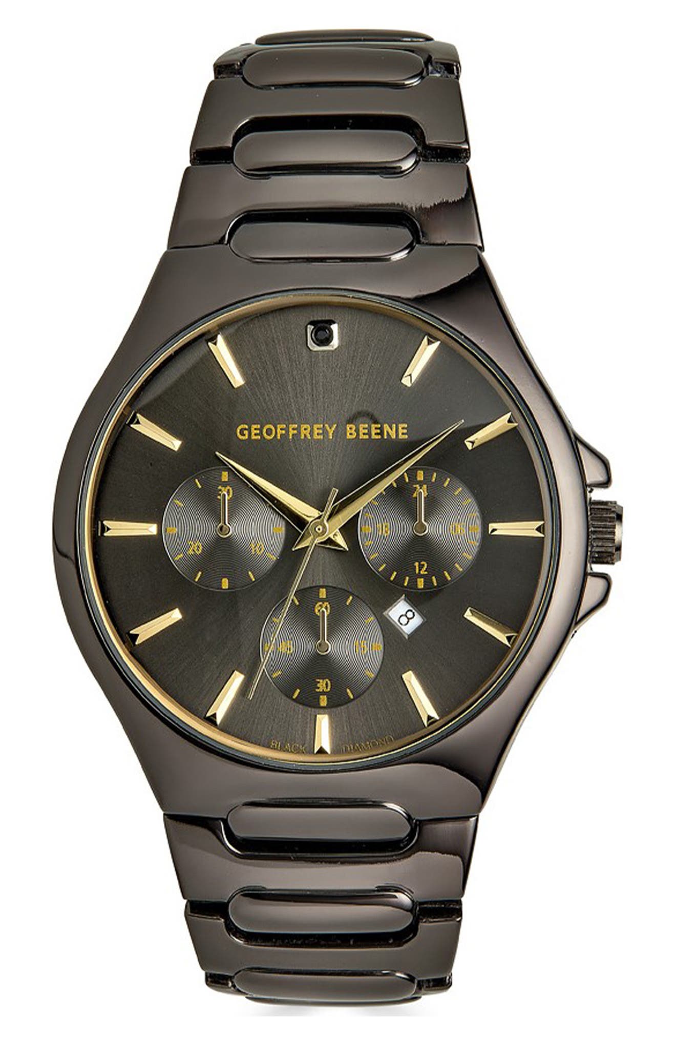 GEOFFREY BEENE Genuine Black Diamond Bracelet Watch, 41mm - 0.001ct ...