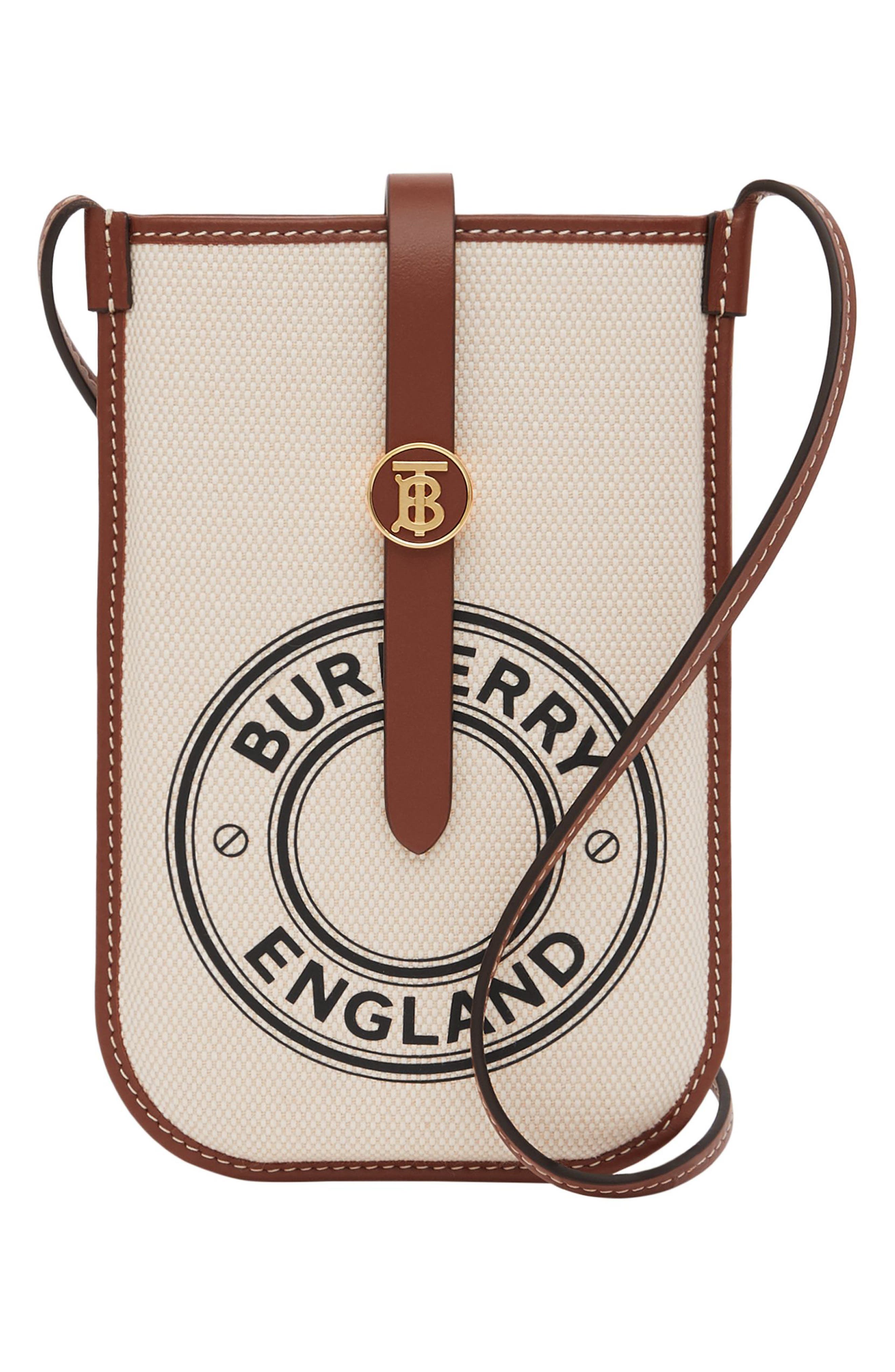 Burberry Anne Logo Canvas & Leather Crossbody Phone Case | Nordstrom