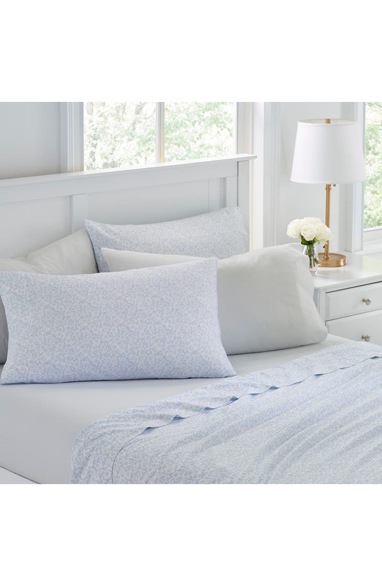 Laura Ashley Belle 6-Piece Blue Floral Cotton Queen Sheet Set ...