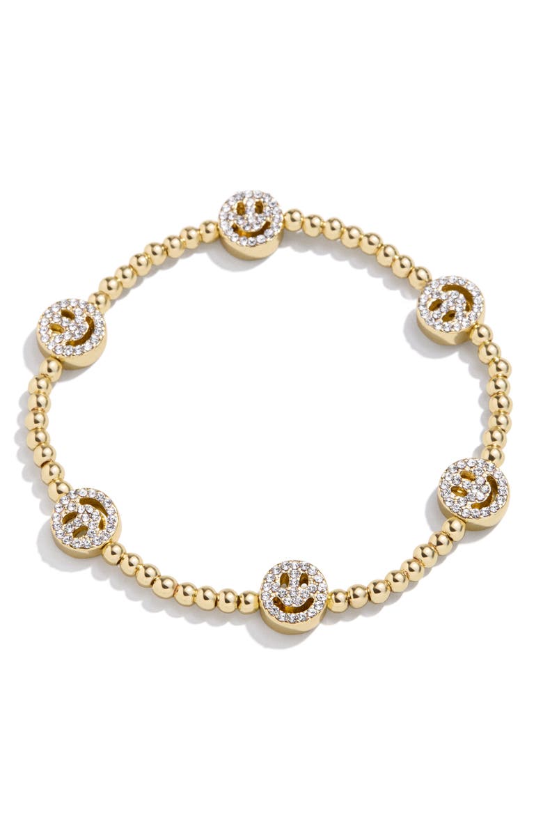 BaubleBar Pisa Pavé Smiley Face Beaded Stretch Bracelet | Nordstromrack