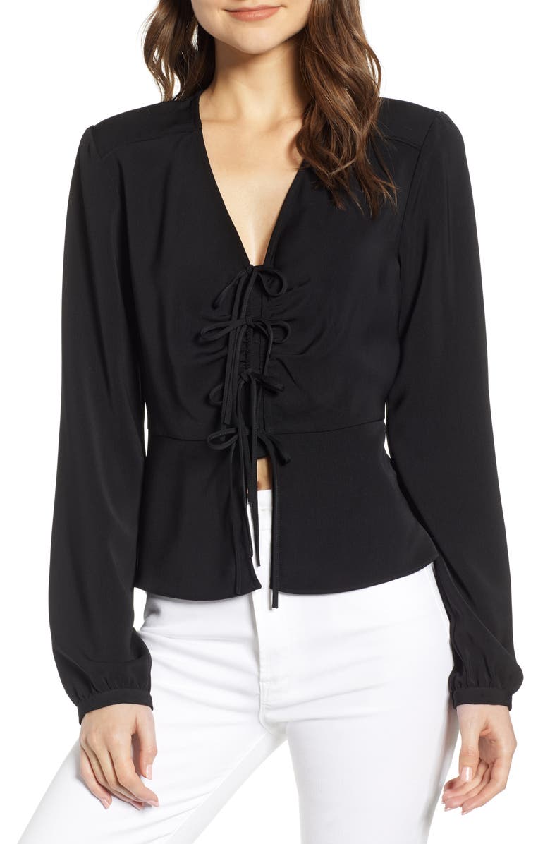 WAYF Douglas Tie Front Blouse | Nordstrom