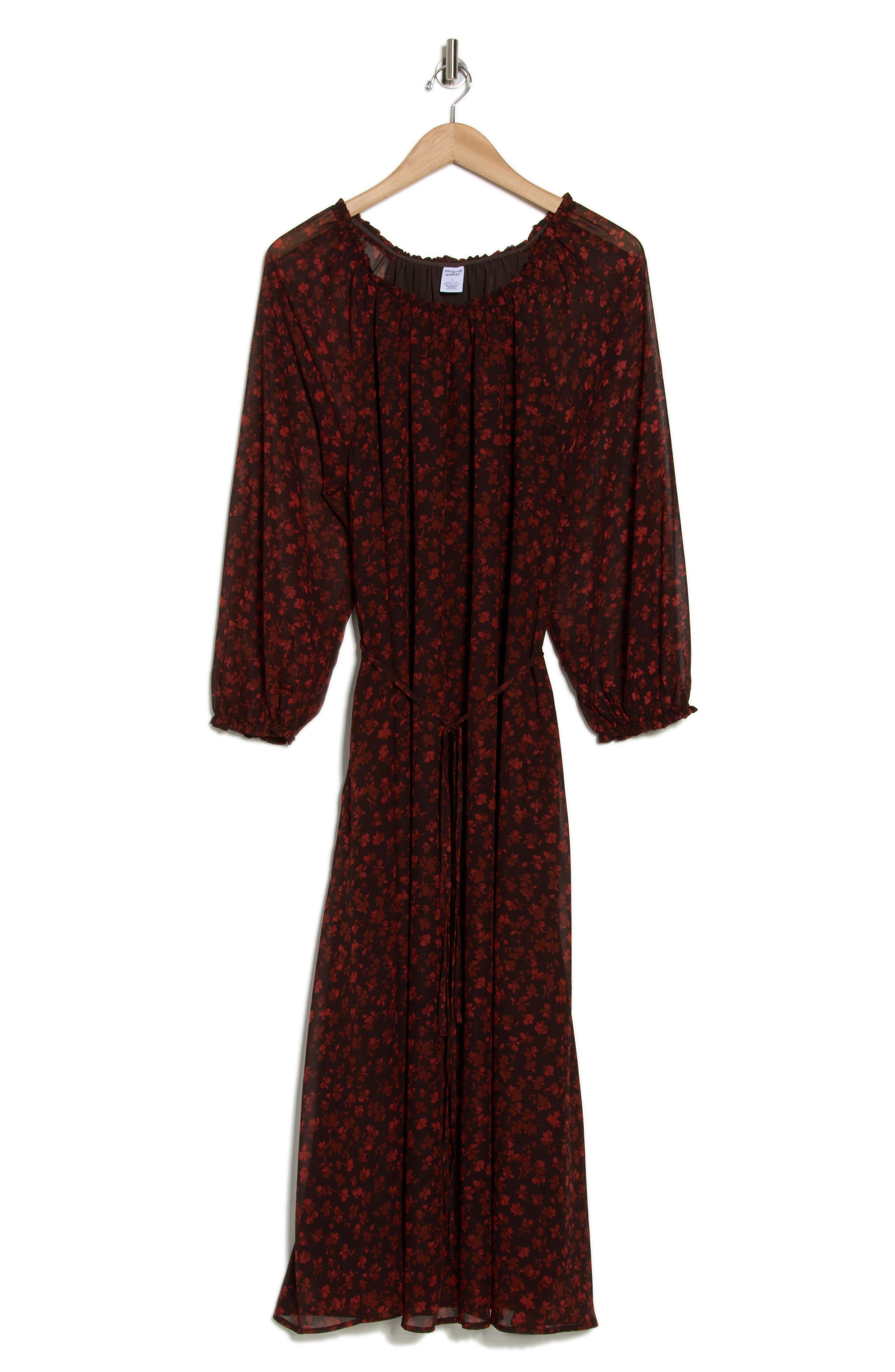 Melrose and Market Floral Long Sleeve Chiffon Maxi Dress | Nordstromrack