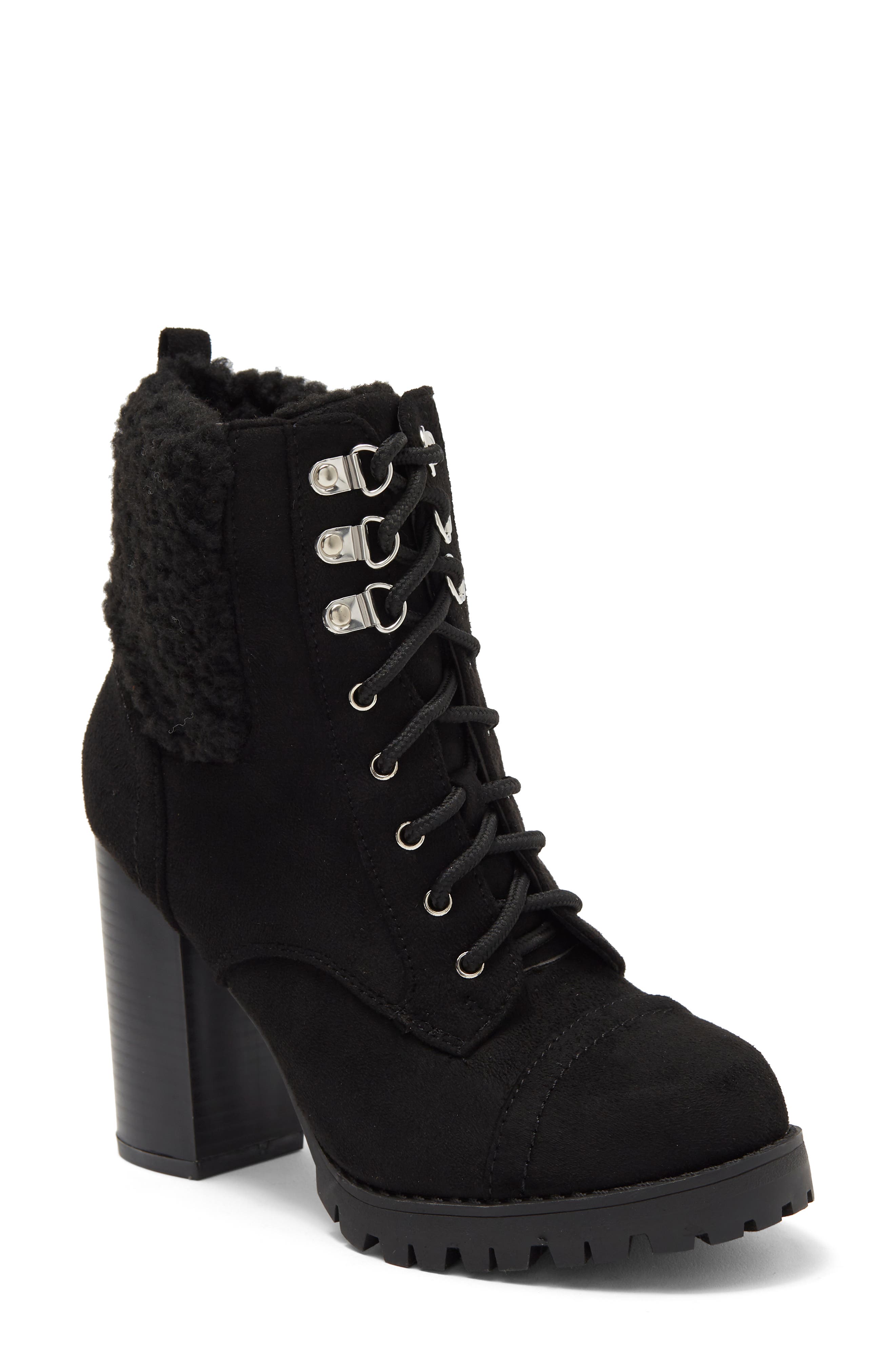 TOP GUY SHOES Sassy Faux Shearling Cuff Lug Sole Bootie (Women ...