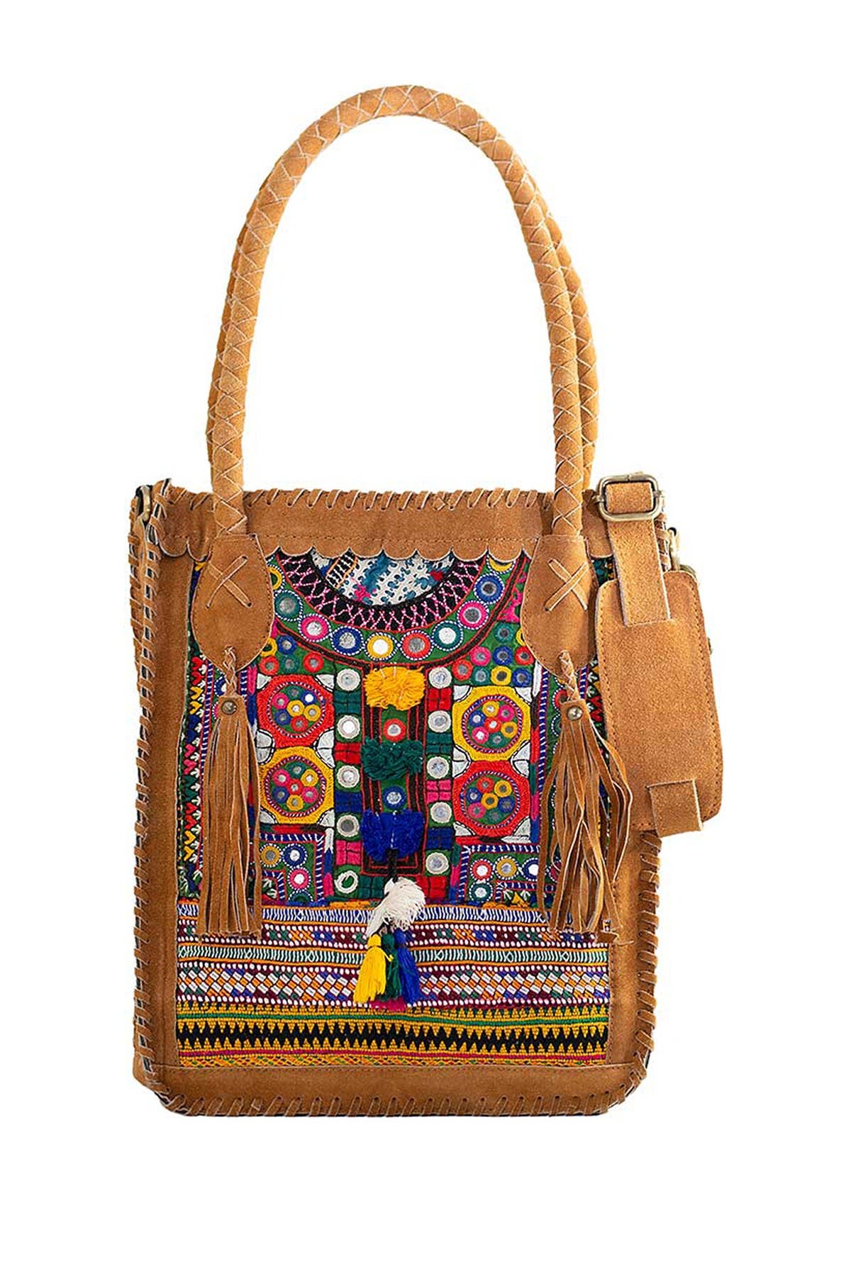 VINTAGE ADDICTION Suede & Vintage Fabric Crossbody Bag | Nordstromrack