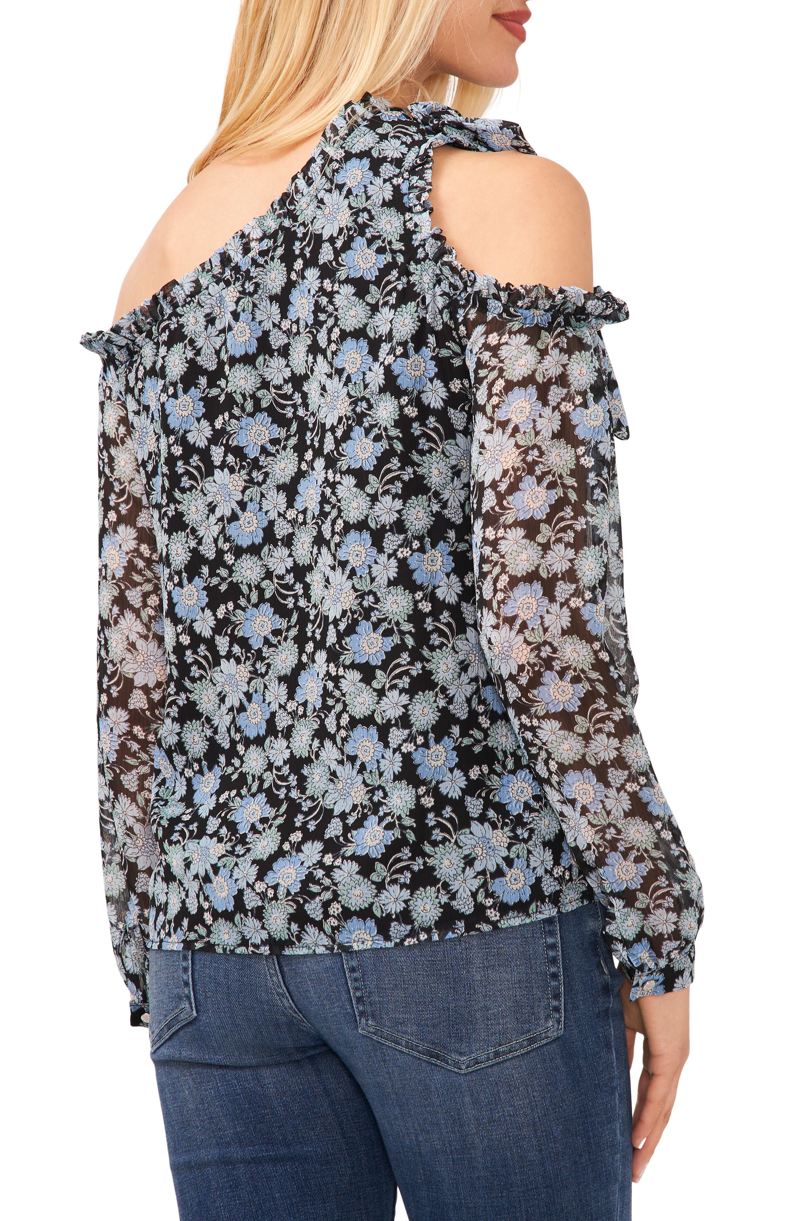 CeCe Floral Print Cold Shoulder Blouse | Nordstrom