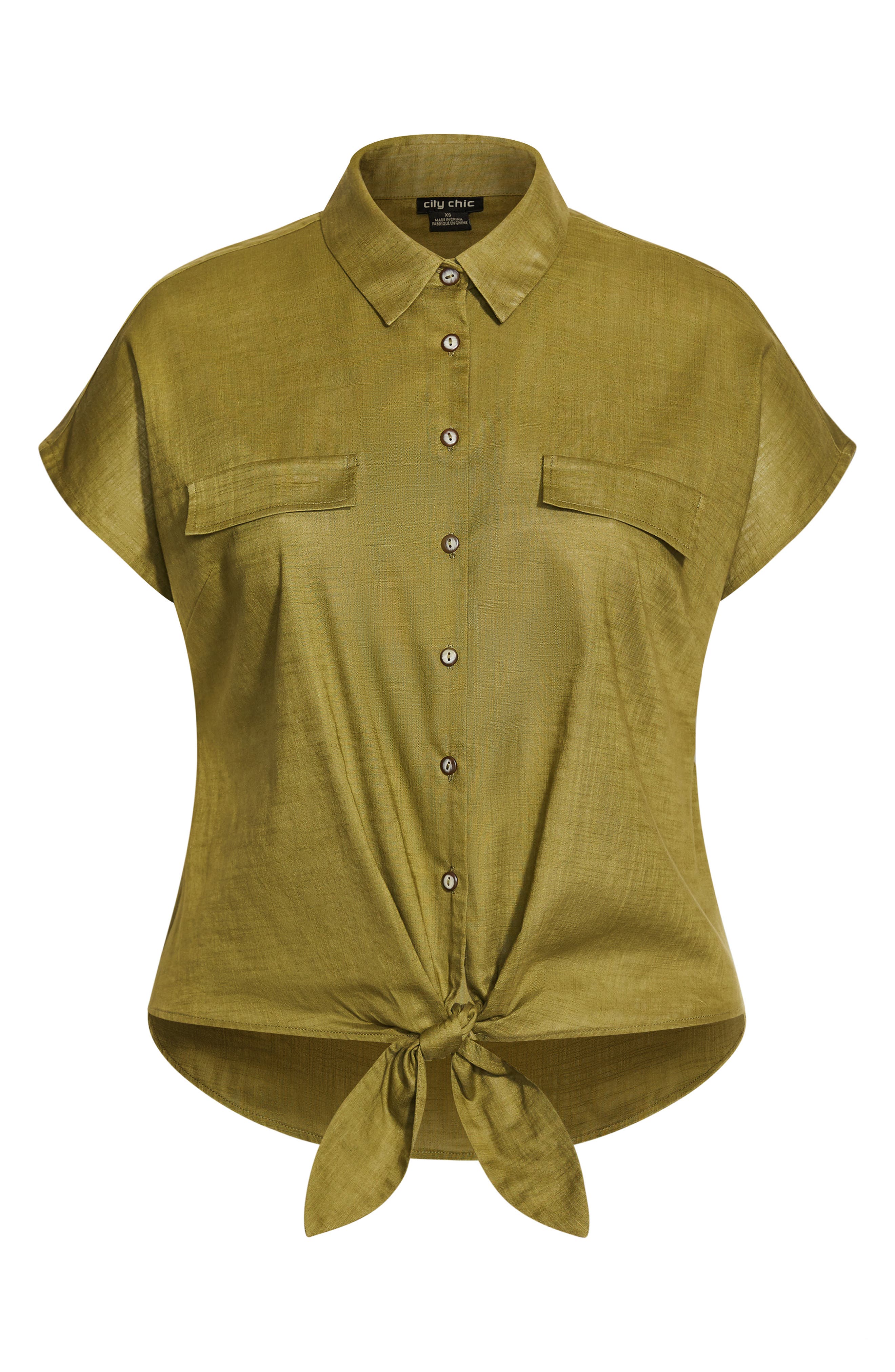 City Chic Explorer Tie Front Top (Women) | Nordstromrack