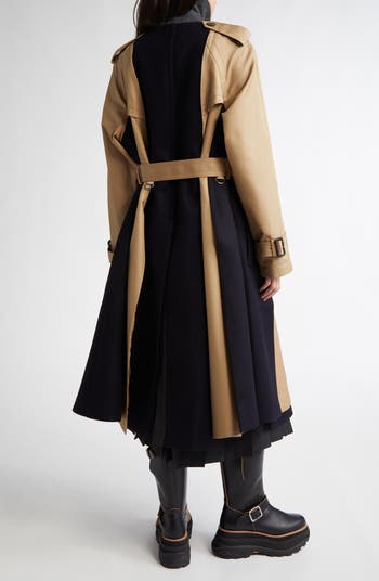 Sacai Mixed Media Gabardine & Wool Melton Coat | Nordstrom Sacai Mixed Media Gabardine & Wool Melton Coat | Nordstrom