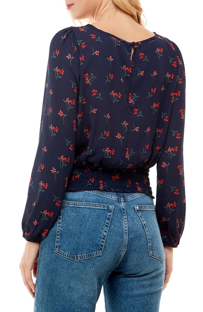 Row A Floral Print Smocked Waist Top | Nordstromrack