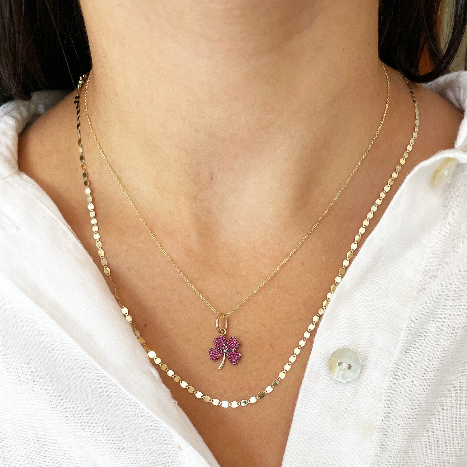 The Lovery Fine Jewelry Ruby Clover Charm | Nordstrom