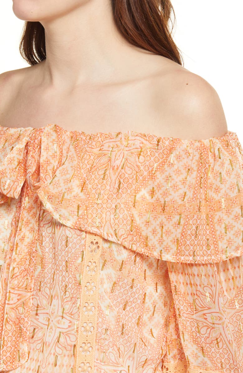 River Island Geo Print Off the Shoulder Blouse | Nordstromrack