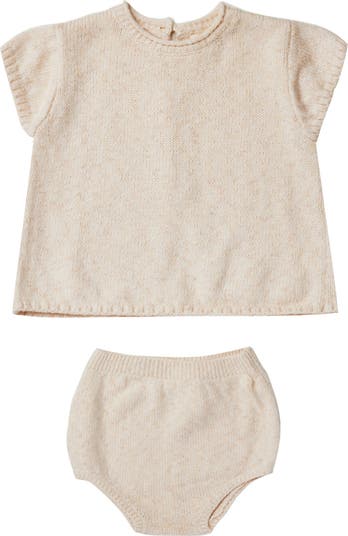 QUINCY MAE Kids' Short Sleeve Organic Cotton & Linen Sweater & Bloomers ...