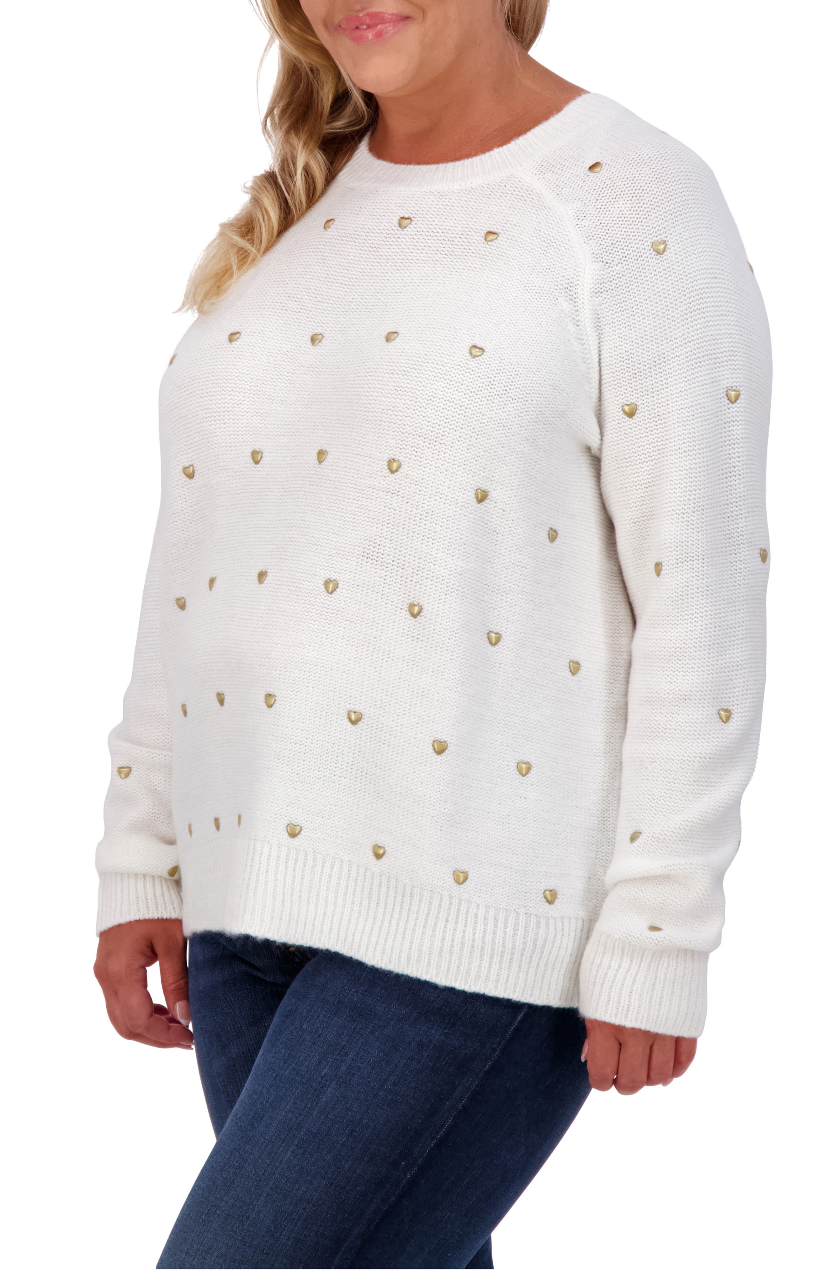 Lucky Brand Heart Stud Crewneck Sweater | Nordstromrack