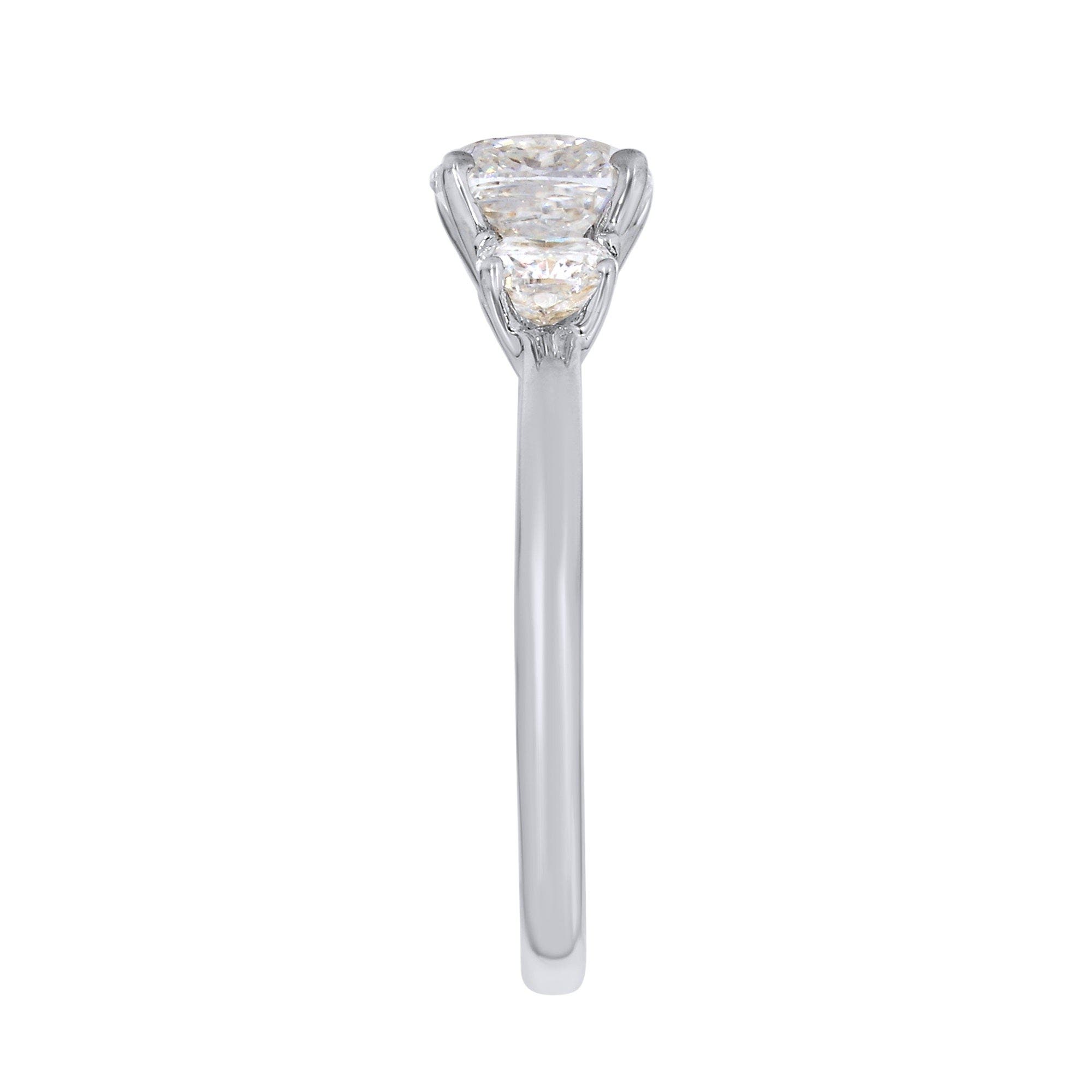 Kahini 14K Gold Cushion Lab Grown Diamond Three Stone Engagement Ring ...