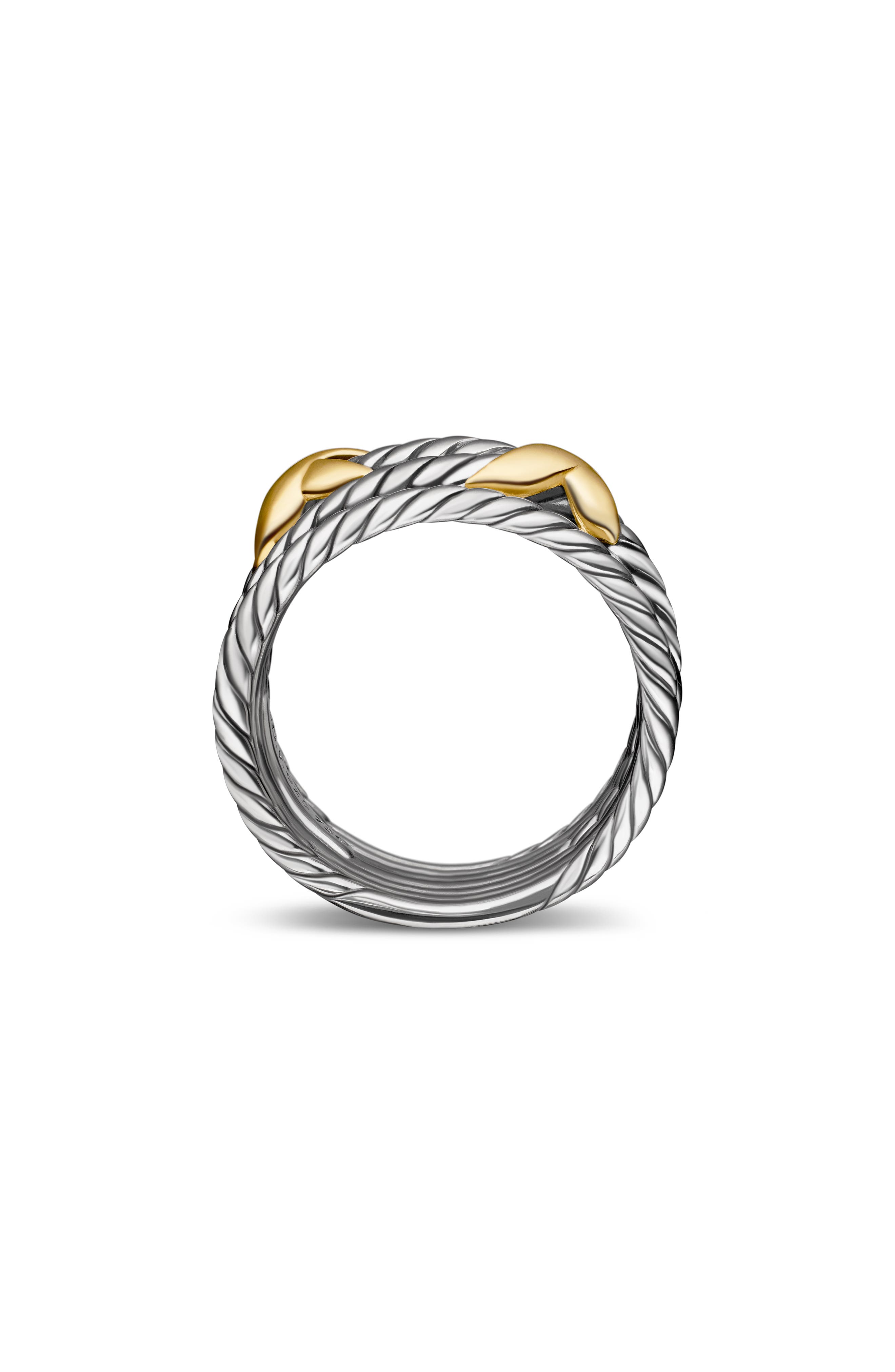 David Yurman Double X Crossover Ring in Sterling Silver with 18K Yellow ...