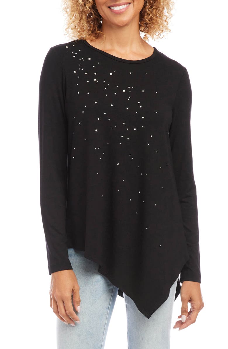 Karen Kane Embellished Asymmetric Hem Top | Nordstrom