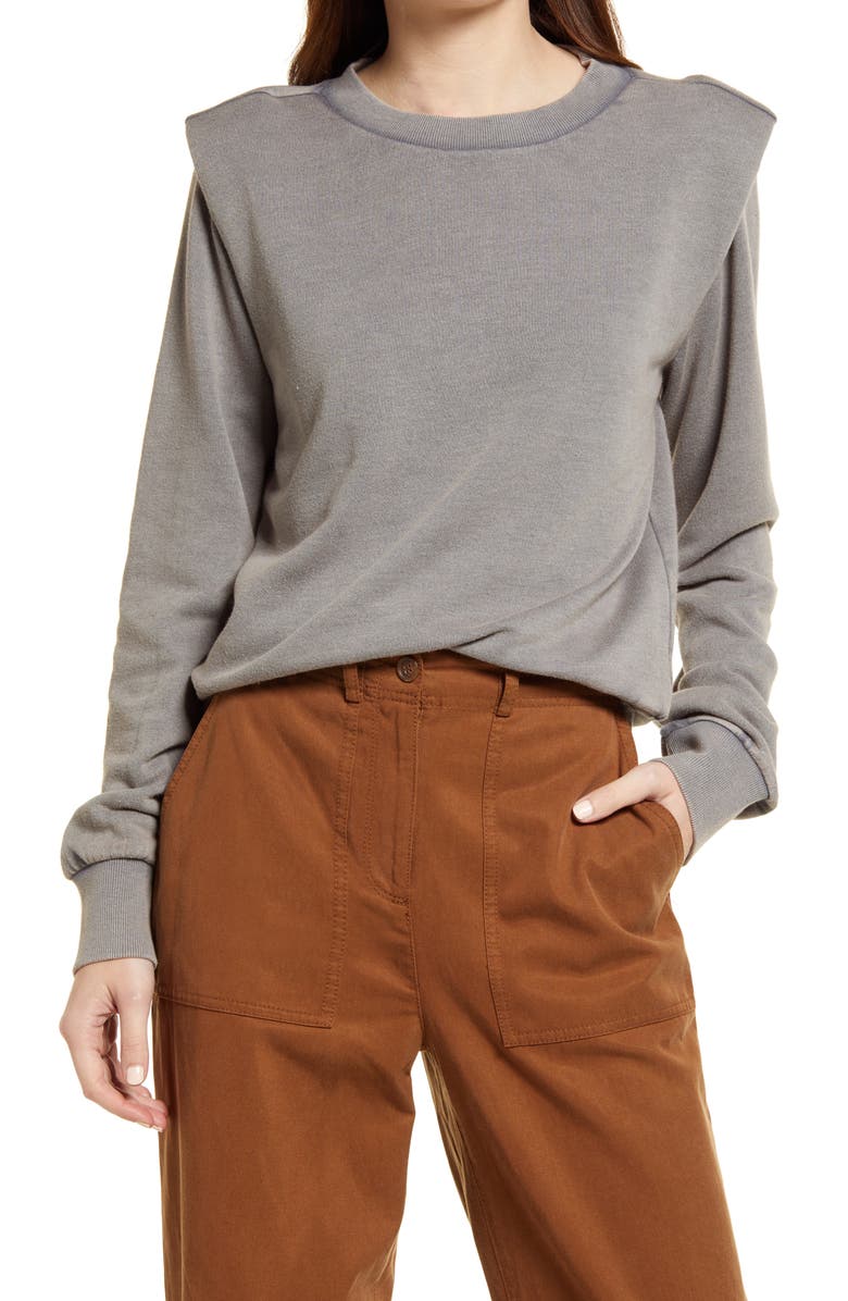 Treasure & Bond Shoulder Pad Cotton Blend Sweatshirt | Nordstromrack