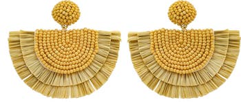 Panacea Natural Raffia Seed Bead Crescent Drop Earrings | Nordstromrack