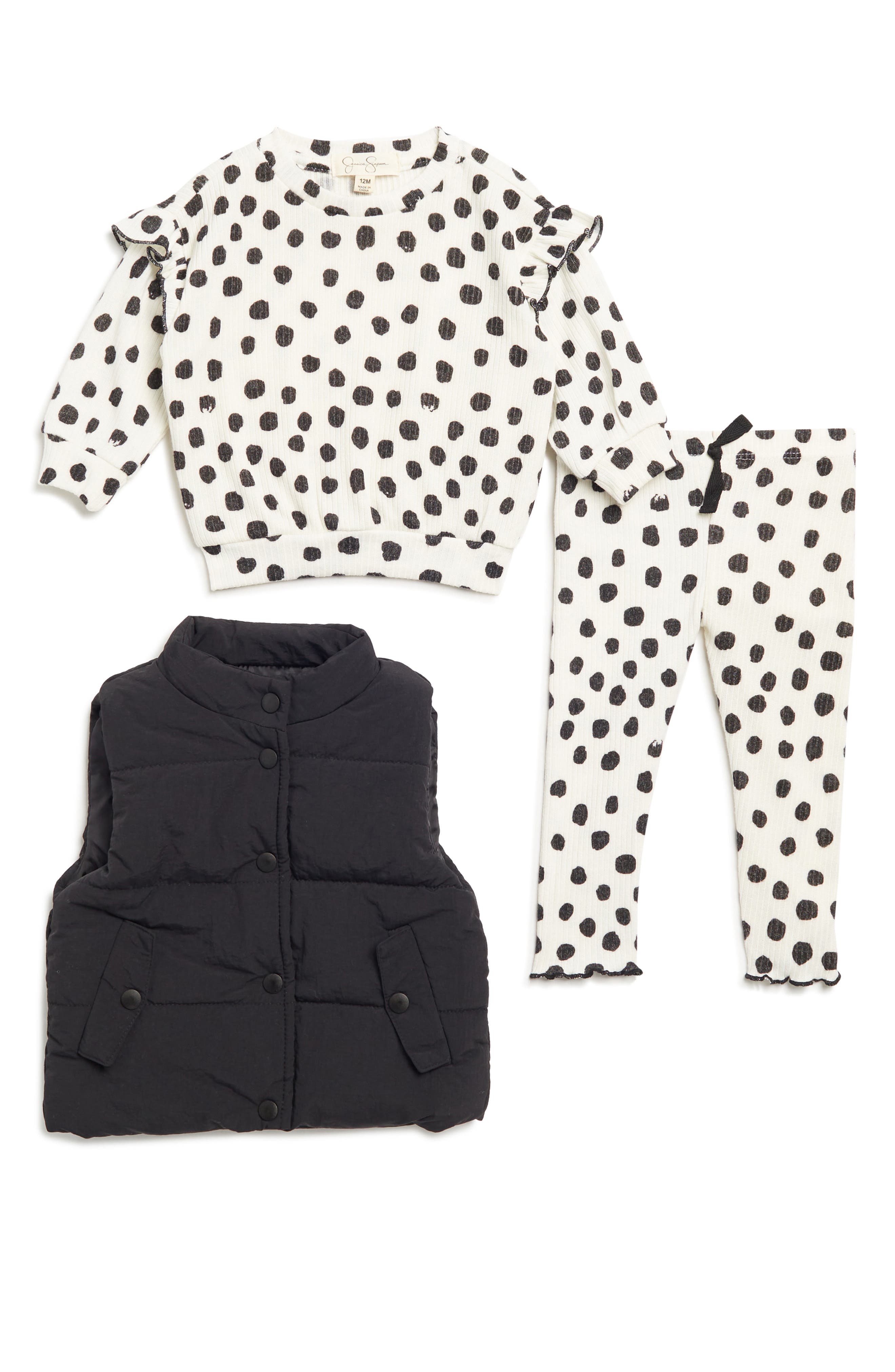 Jessica Simpson Hacci Top, Leggings & Puffer Vest Set | Nordstromrack