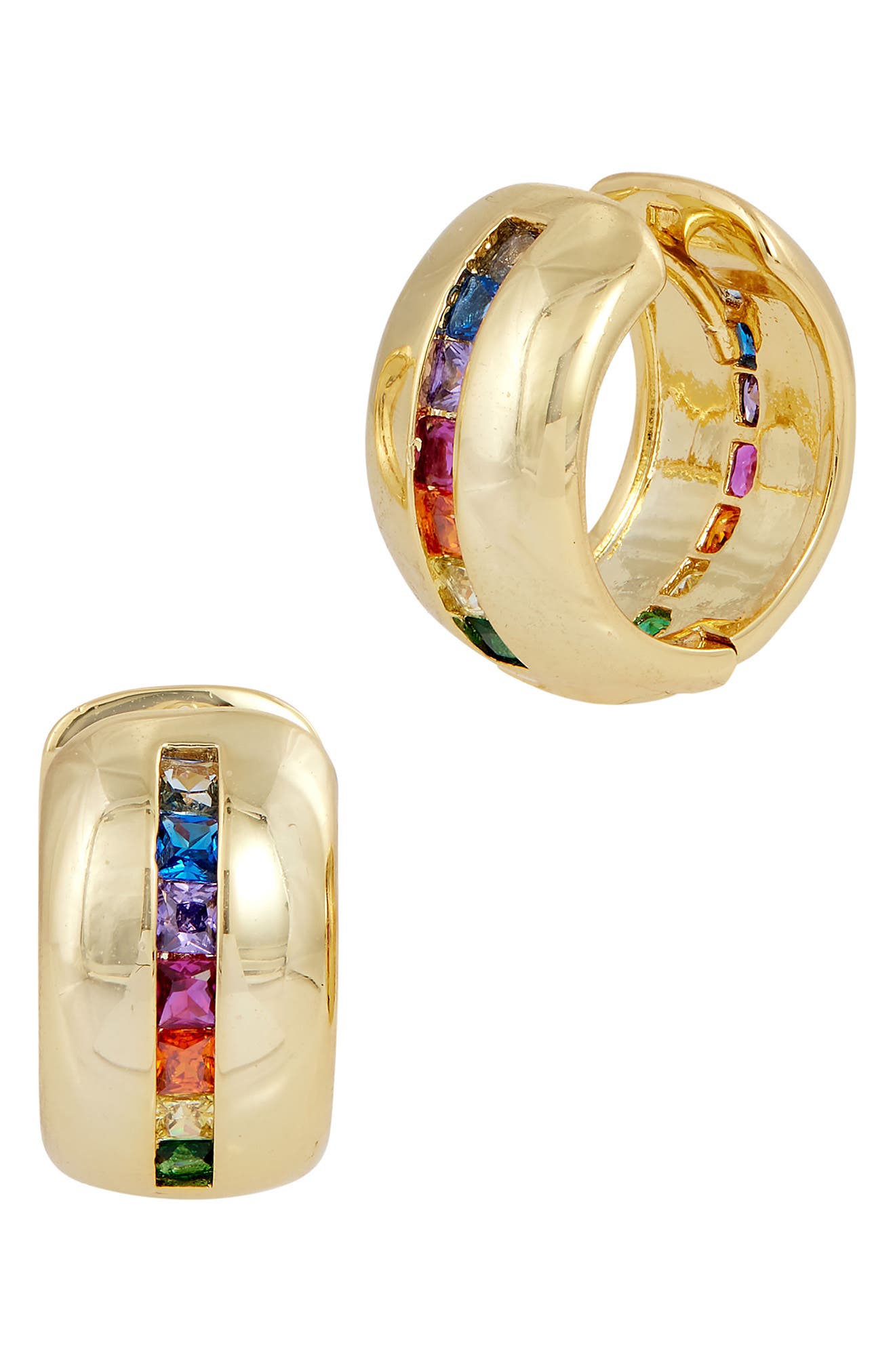 SAVVY CIE JEWELS Rainbow CZ Huggie Hoop Earrings | Nordstromrack