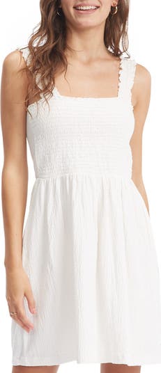 Roxy Hanging 10 Smocked Cotton Blend Minidress | Nordstromrack
