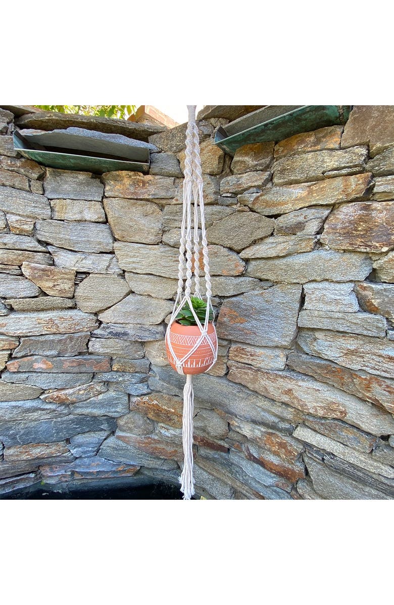 FLORA BUNDA 41" Hanging Macramé With Ceramic Pot - Orange | Nordstromrack