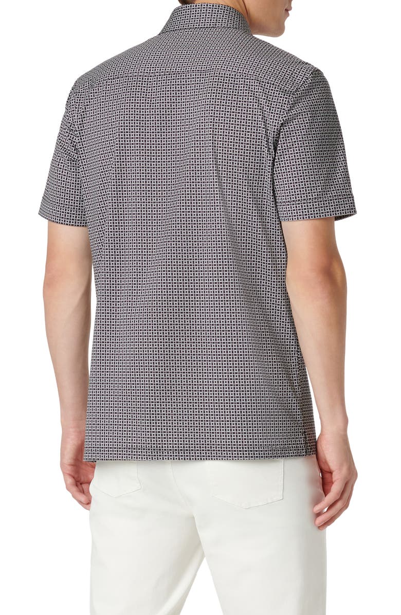 Bugatchi Milo OoohCotton® Chain Link Print Short Sleeve Button-Up Shirt ...