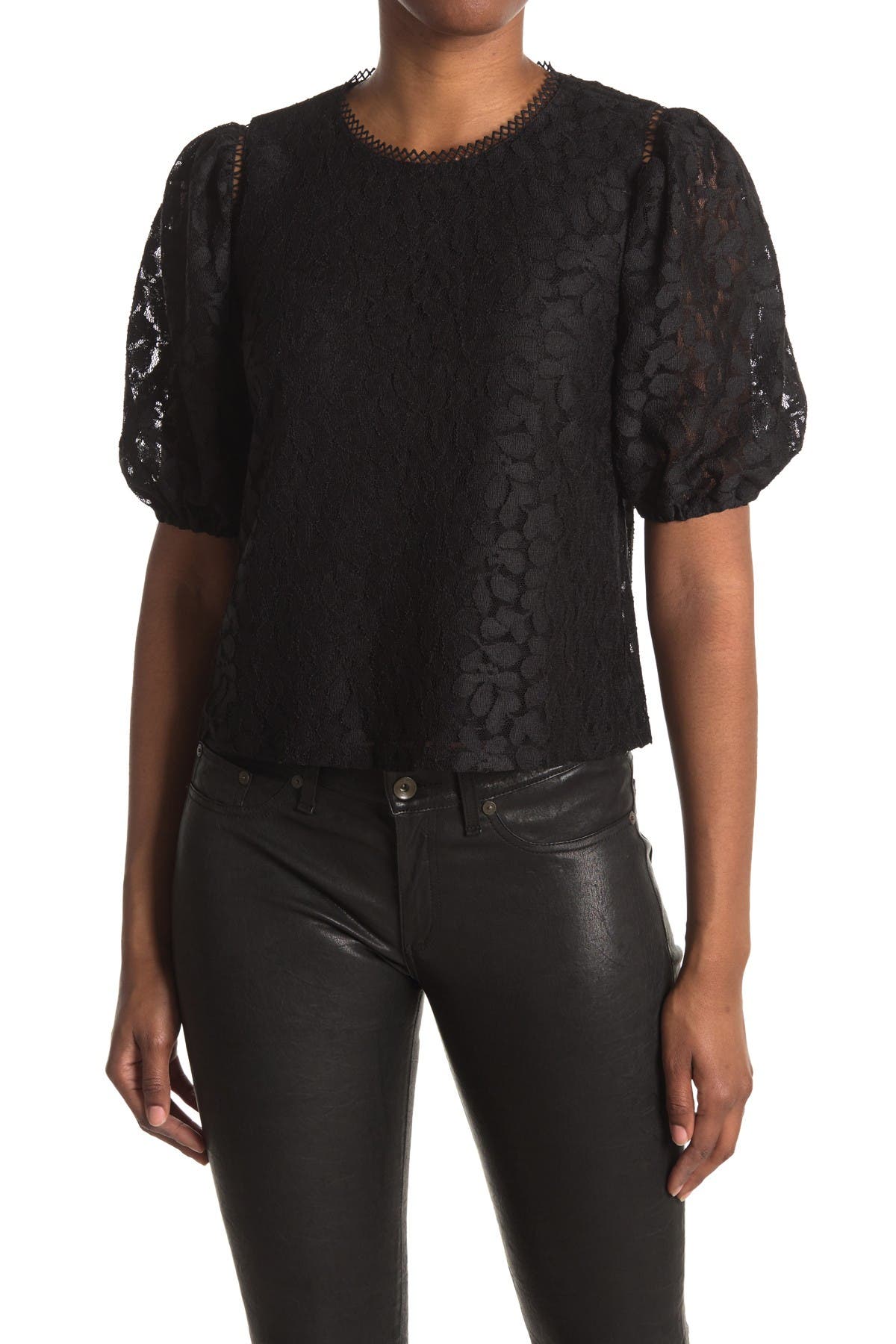 Laundry by Shelli Segal Balloon Sleeve Stretch Lace Top | Nordstromrack