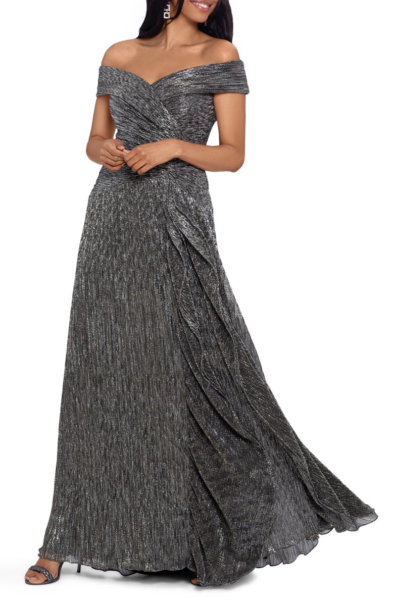 Xscape Evenings Xscape Off the Shoulder Metallic Gown | Nordstrom