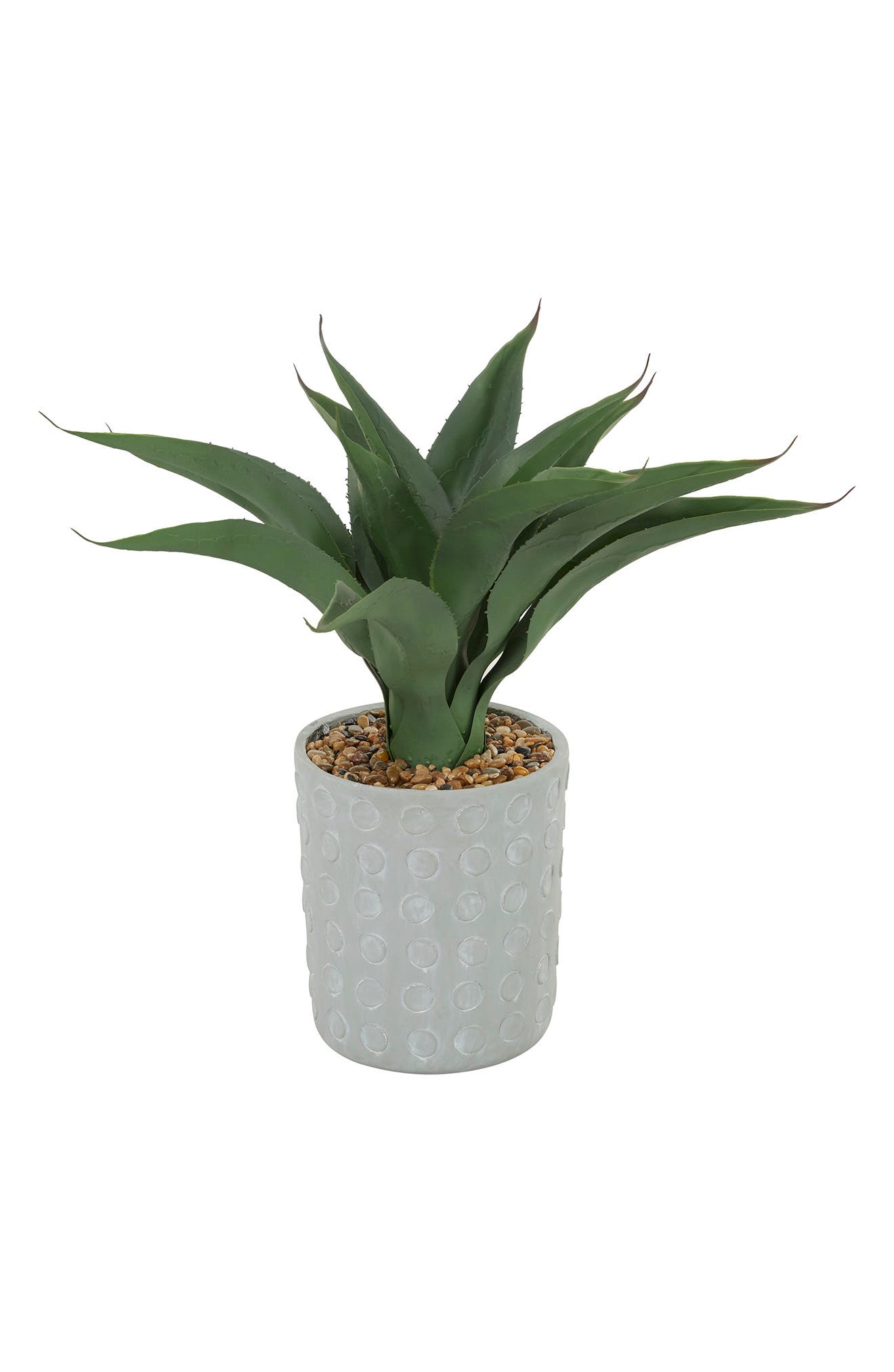 WILLOW ROW Green Faux Foliage Agave Artificial Plant with Gray Ceramic ...
