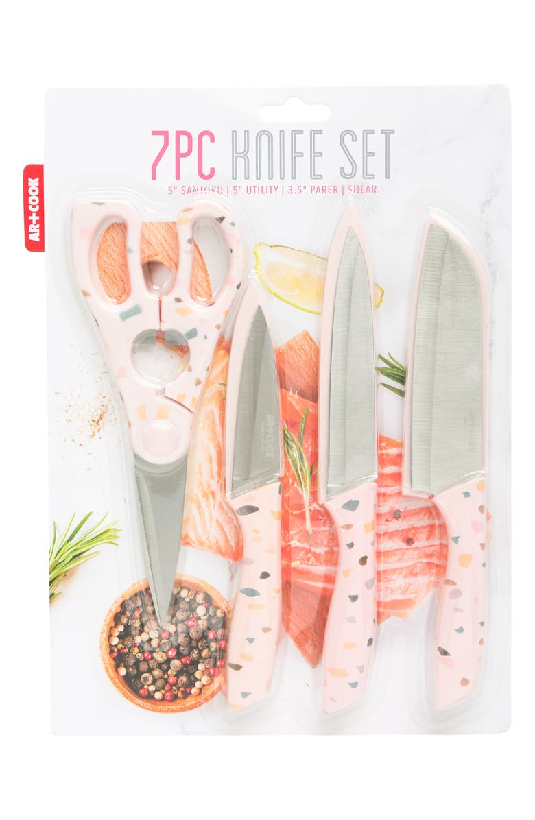 ART AND COOK Pink Speckle Knife Set - 7-piece set | Nordstromrack