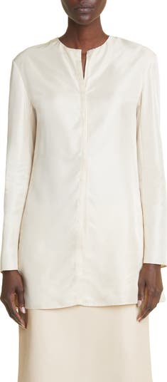 The Row Berilla Long Sleeve Satin Top | Nordstrom