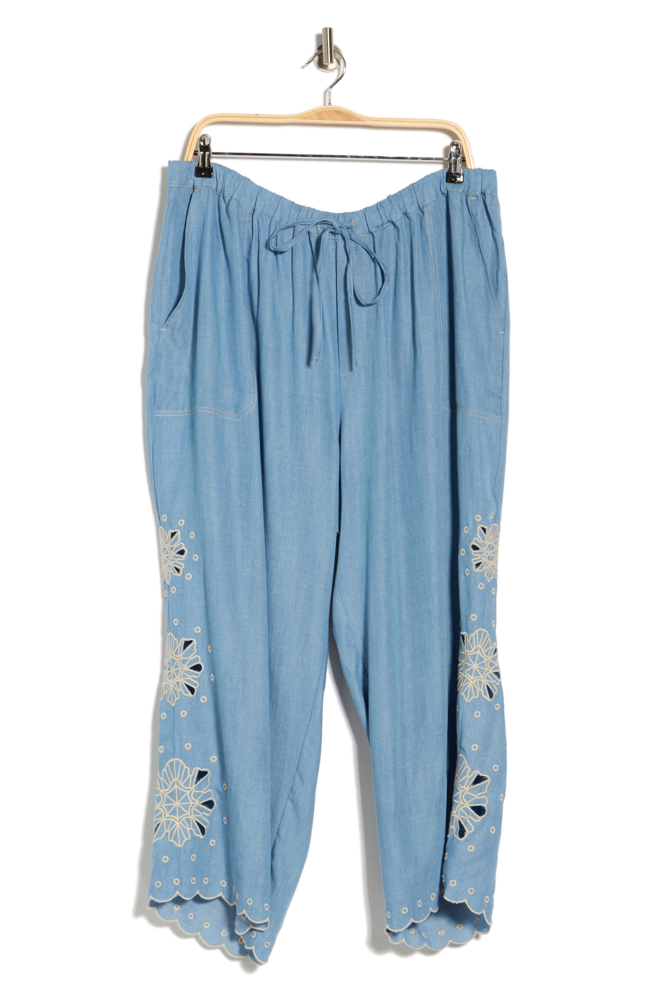 T Tahari Eyelet Lace Trim Drawstring Pants | Nordstromrack