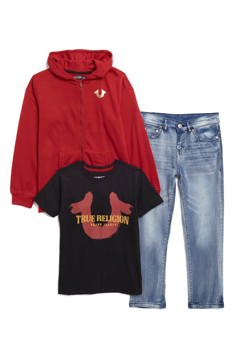 True Religion Brand Jeans Kids' Logo T-Shirt, Zip Hoodie & Jeans Set ...