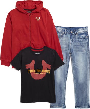 True Religion Brand Jeans Kids' Logo T-Shirt, Zip Hoodie & Jeans Set ...