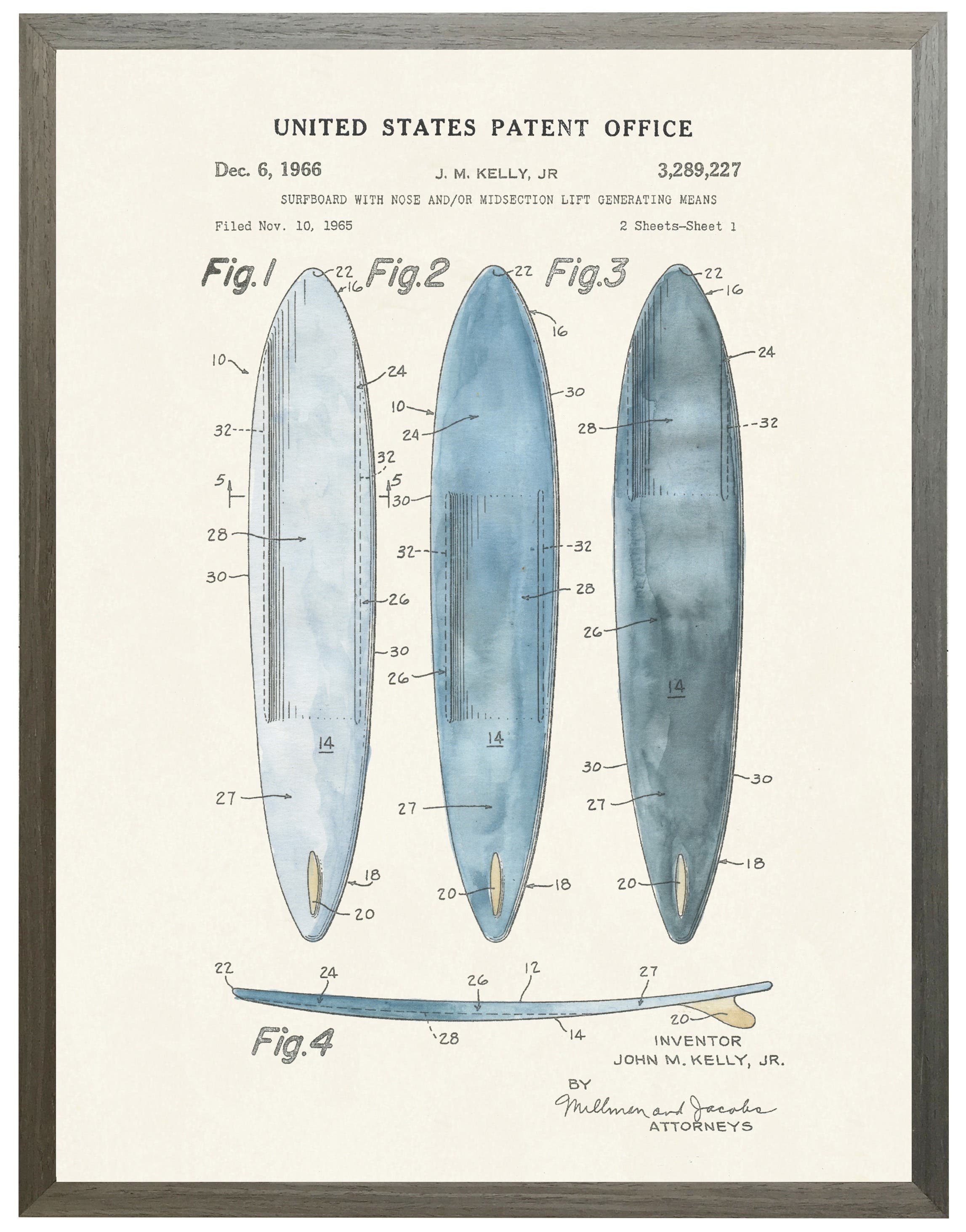 Antique Curiosities Surfboards Patent in Black Frame | Nordstrom