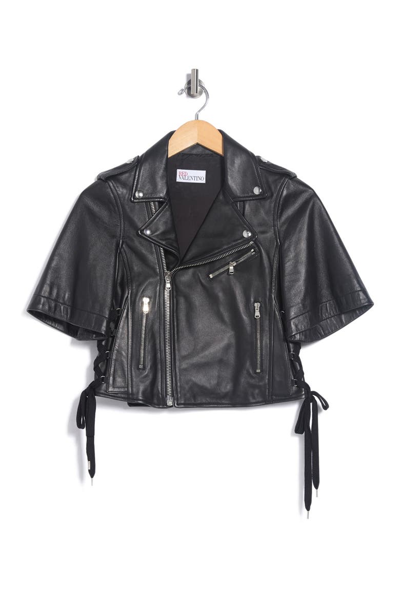 RED Valentino Short Sleeve Leather Jacket | Nordstromrack