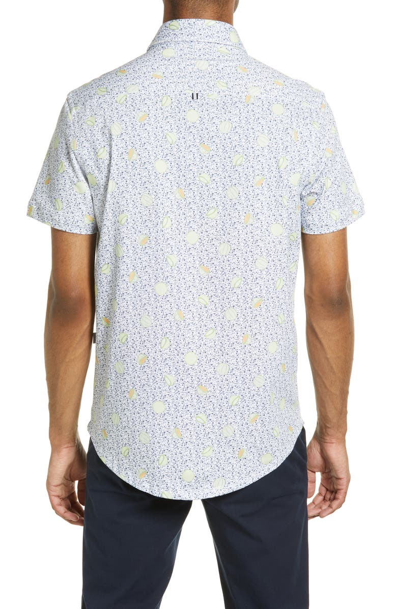 Stone Rose Melon Print DryTouch® Performance Knit Short Sleeve Button ...