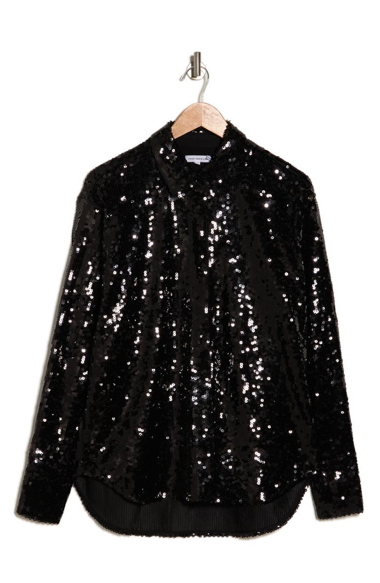 Good American Sequin Long Sleeve Button-Up Shirt | Nordstromrack
