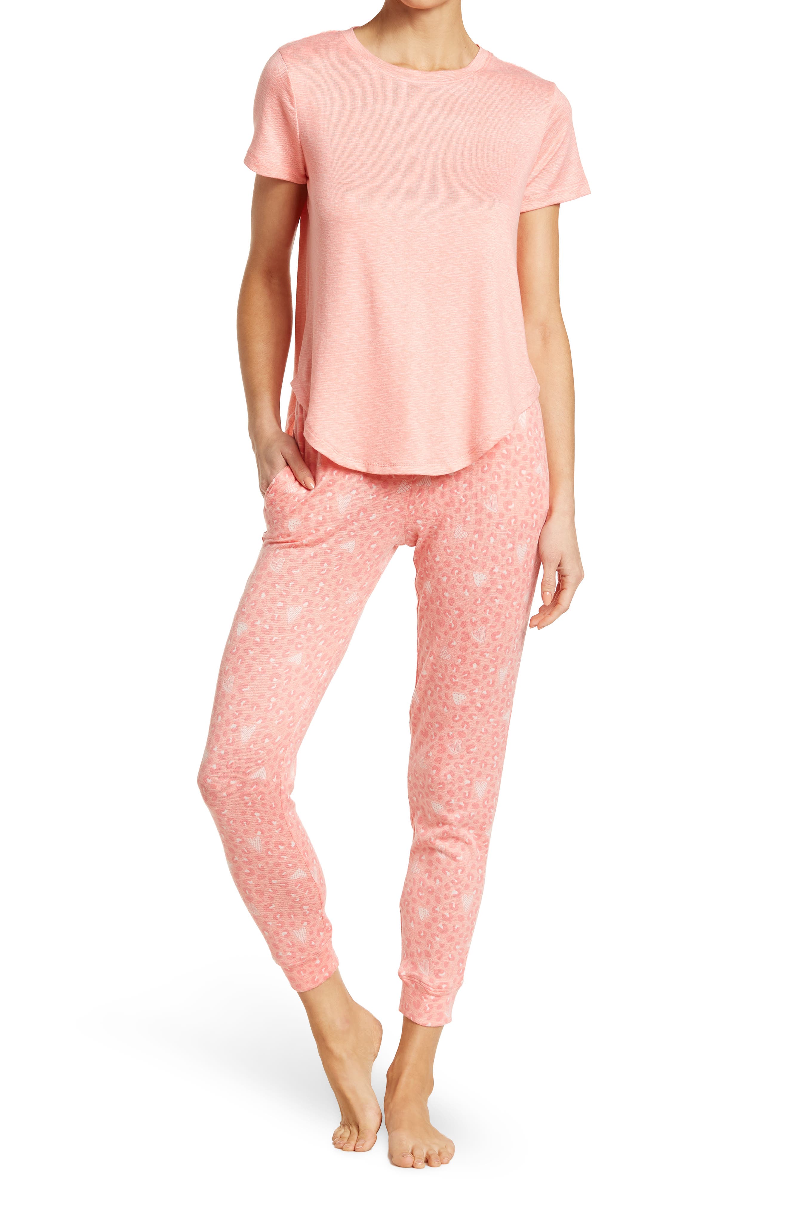 JACLYN Whisper Luxe Short Sleeve Tee & Joggers Pajama 2-Piece Set ...