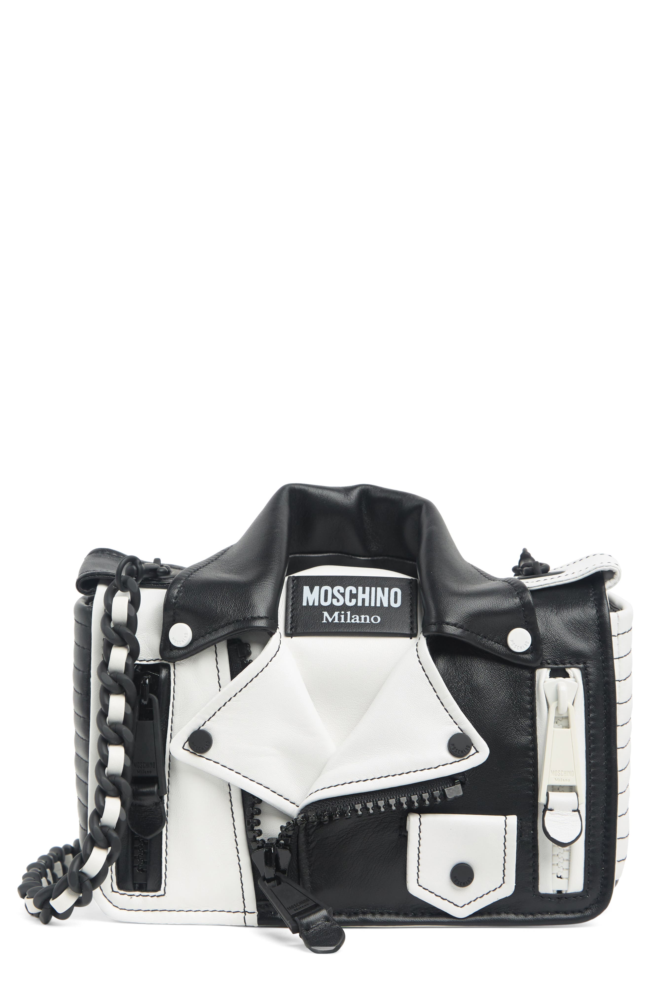 Moschino Biker Jacket Leather Crossbody Bag | Nordstromrack
