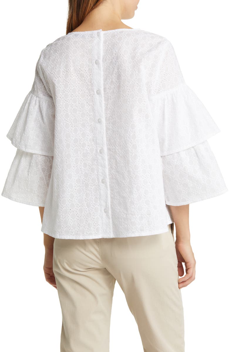 Masai Copenhagen Drea Ruffle Sleeve Cotton Eyelet Top | Nordstromrack