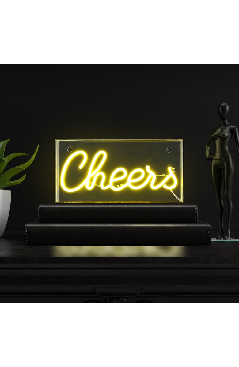 JONATHAN Y Cheers Contemporary Glam Acrylic Box USB Operated LED Neon ...