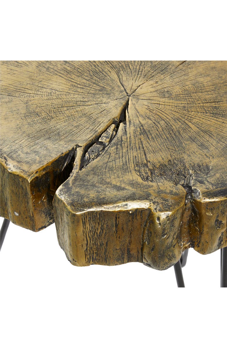 GINGER BIRCH STUDIO Goldtone Polystone Tree Trunk Accent Table with ...