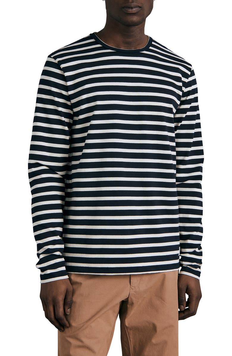 rag & bone Breton Stripe Long Sleeve Pima Cotton T-Shirt | Nordstromrack