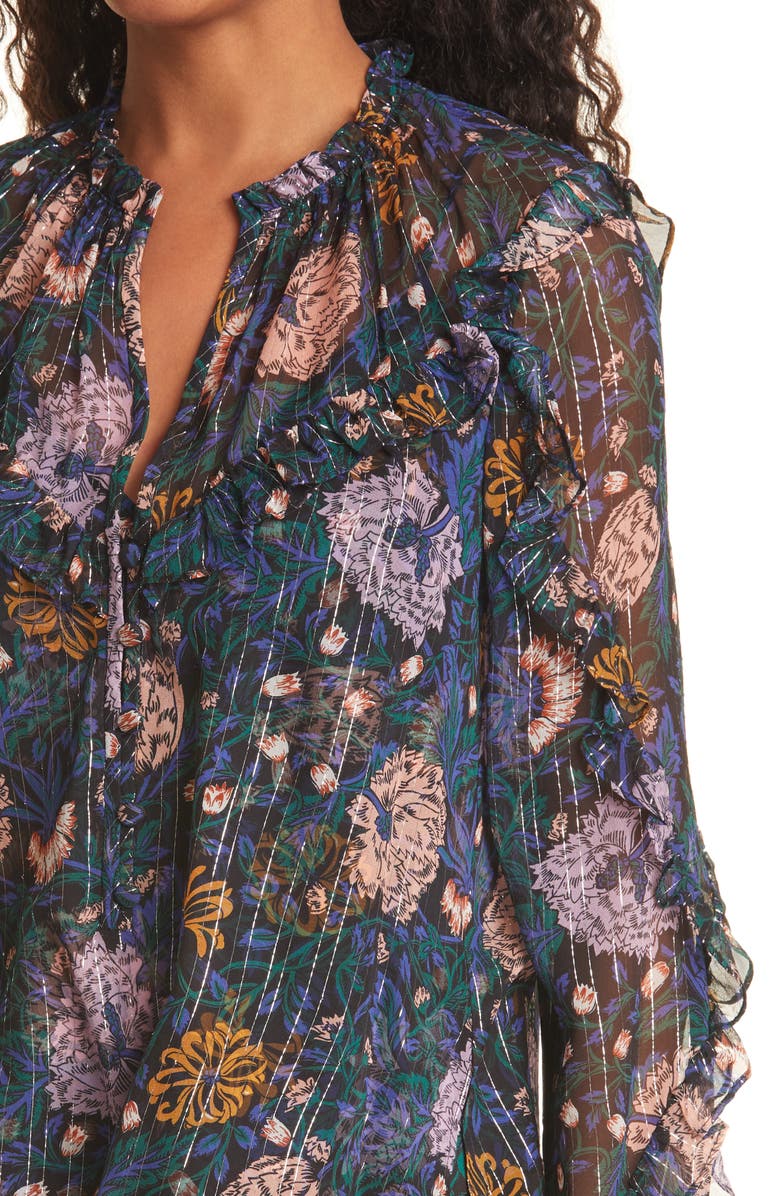 Veronica Beard Abra Floral Print Silk Blouse | Nordstromrack