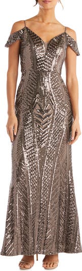 Nightway Sequin Off the Shoulder Gown | Nordstrom