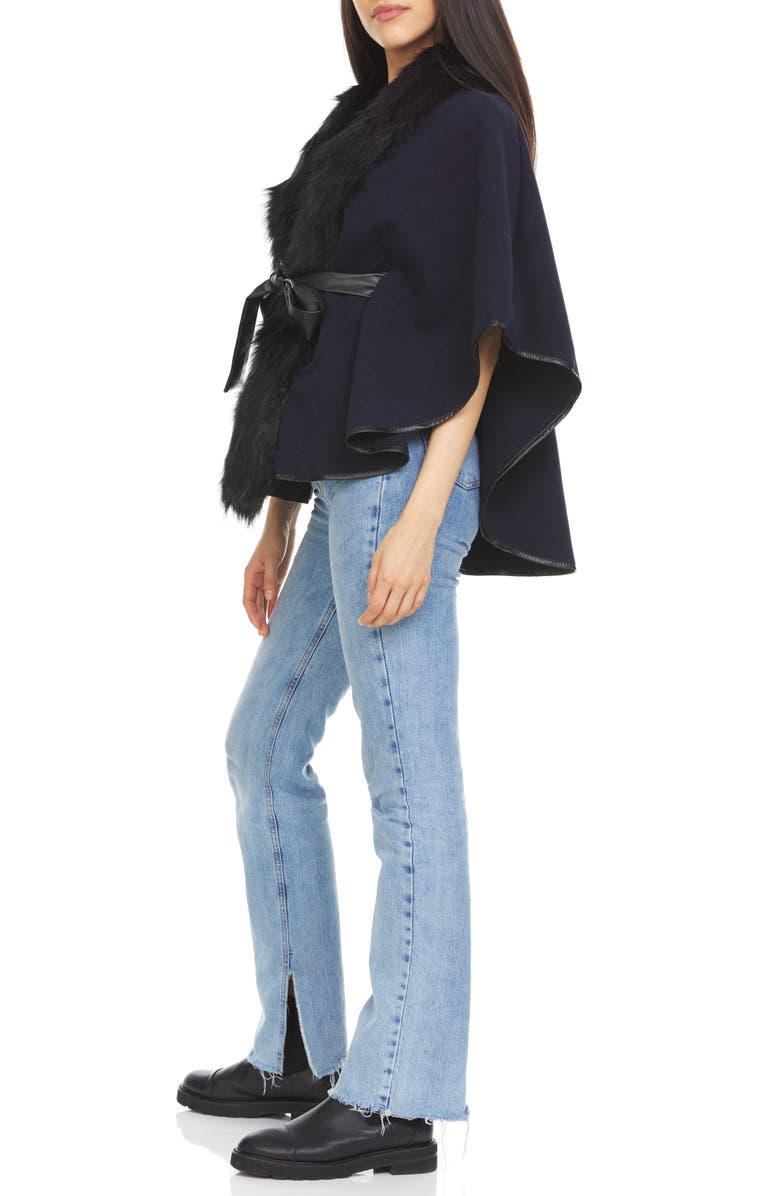 Laundry by Shelli Segal Faux Fur Trim Woven Cape | Nordstromrack