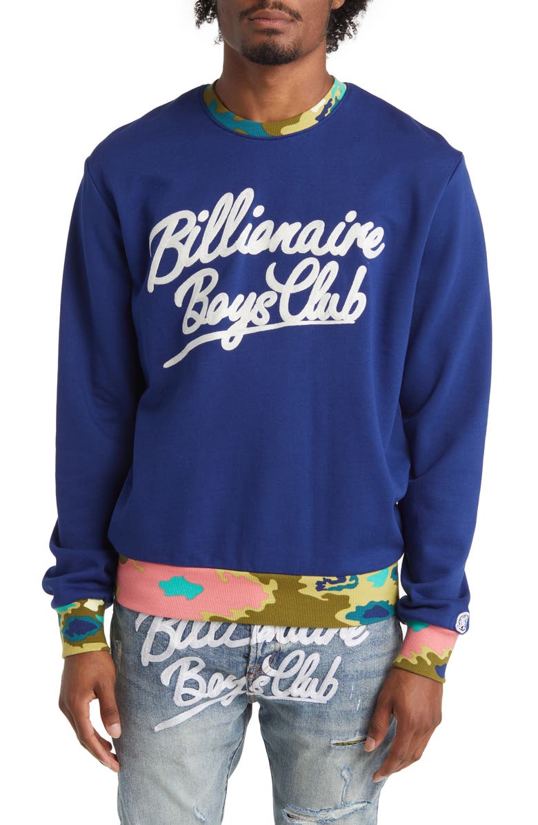Billionaire Boys Club Formation Embroidered Camo Crewneck Sweatshirt ...