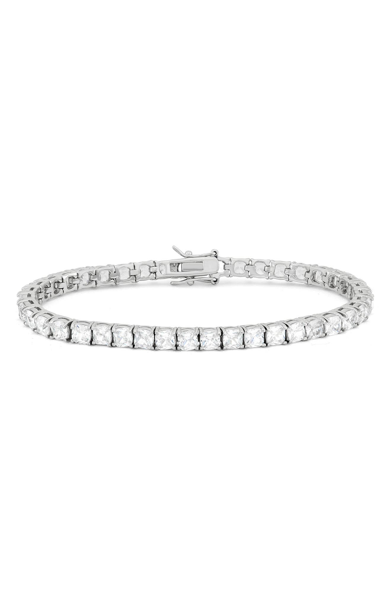 FUZION CREATIONS Sterling Silver Cushion-Cut Cubic Zirconia Tennis ...